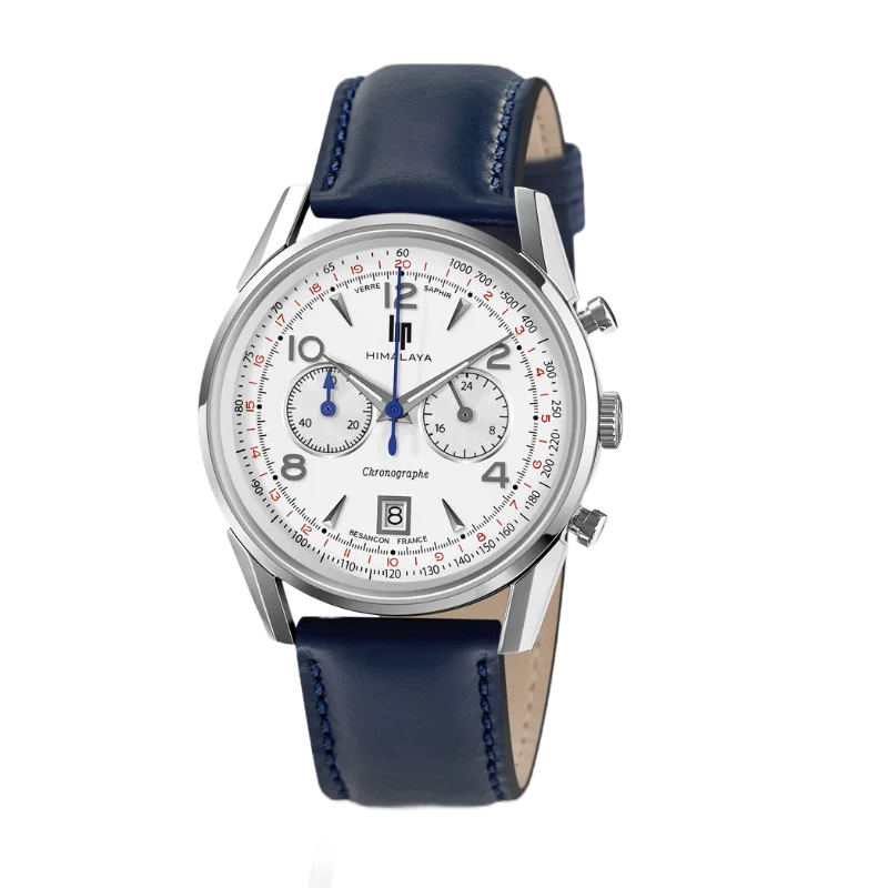 Montre LIP - Himalaya 40 mm - Chronographe - Cuir Bleu